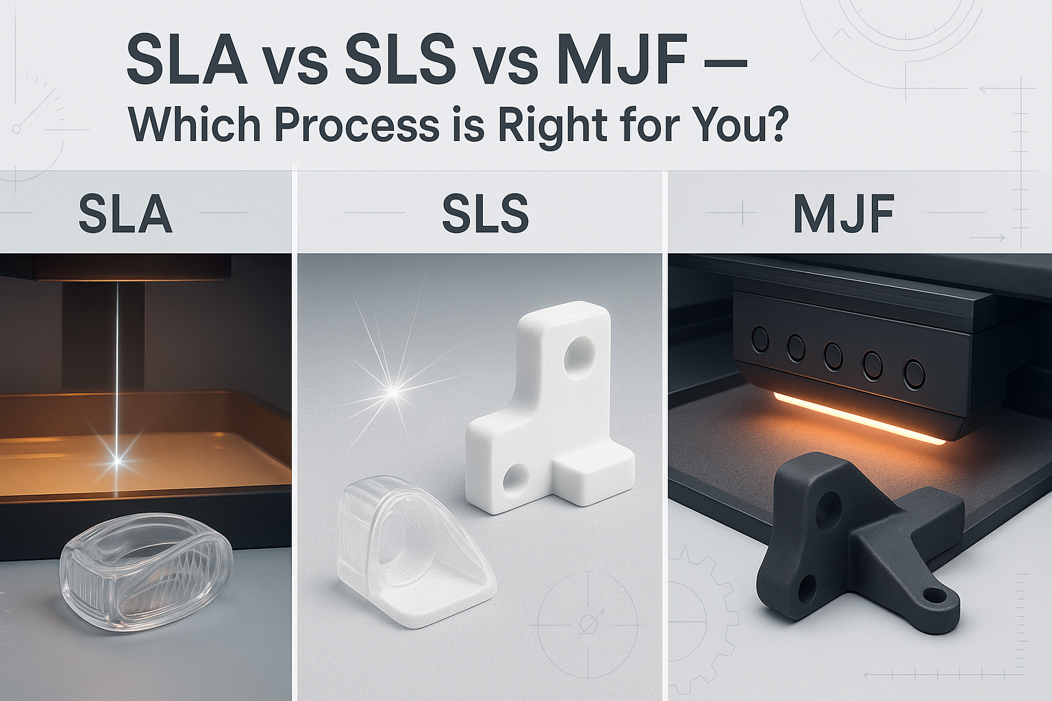 SLA vs SLS vs MJF: Which 3D Printing Process is Right for You?